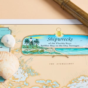Florida Keys Shipwreck Map: Soldier Key to the Dry Tortugas - Etsy