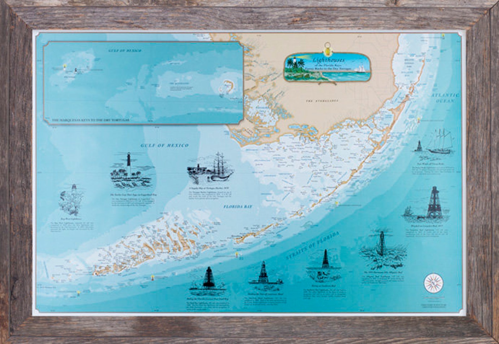 Florida Keys Lighthouses Map - Etsy