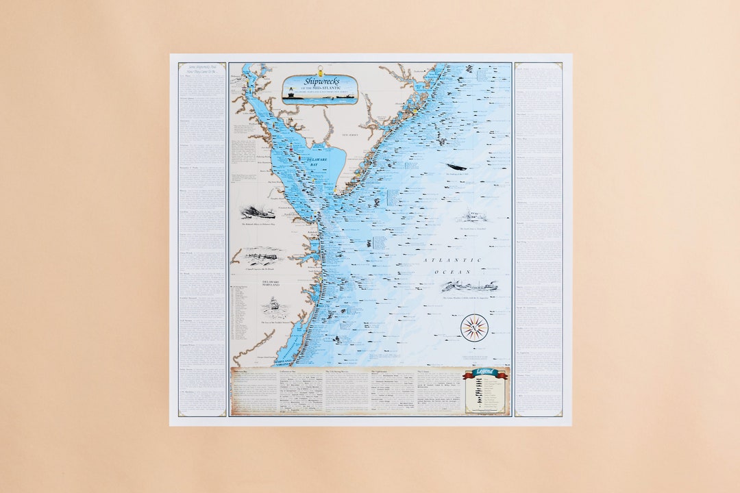 Mid-atlantic Shipwreck Map: DE, MD, and Southern NJ - Etsy