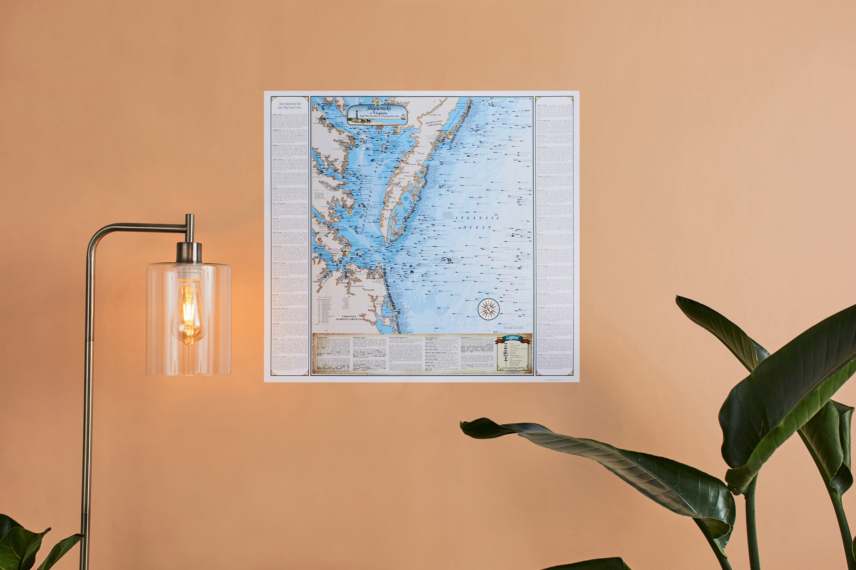 Virginia Shipwreck Map - Etsy