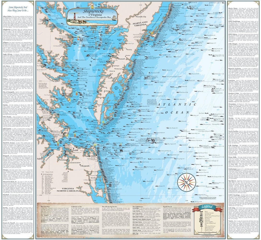 Virginia Shipwreck Map - Etsy