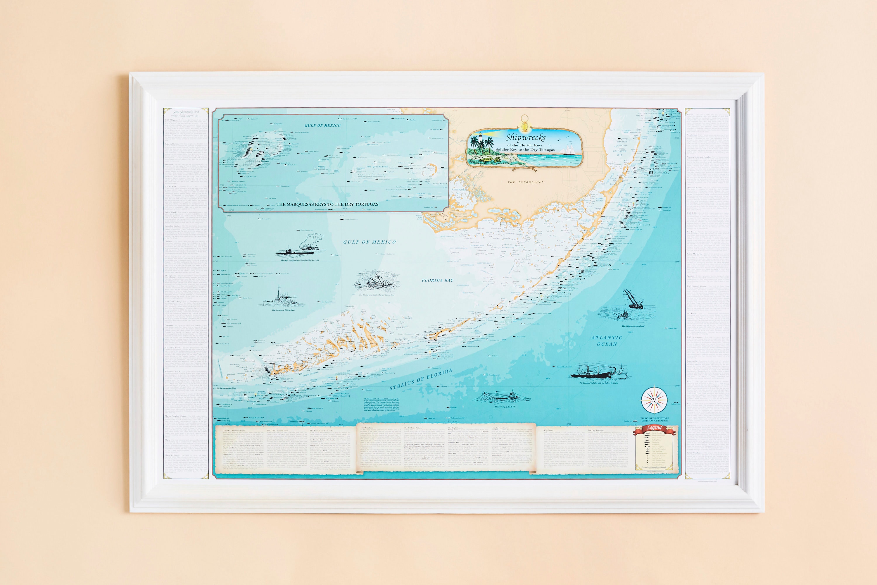 Florida Keys Shipwreck Map: Soldier Key to the Dry Tortugas - Etsy