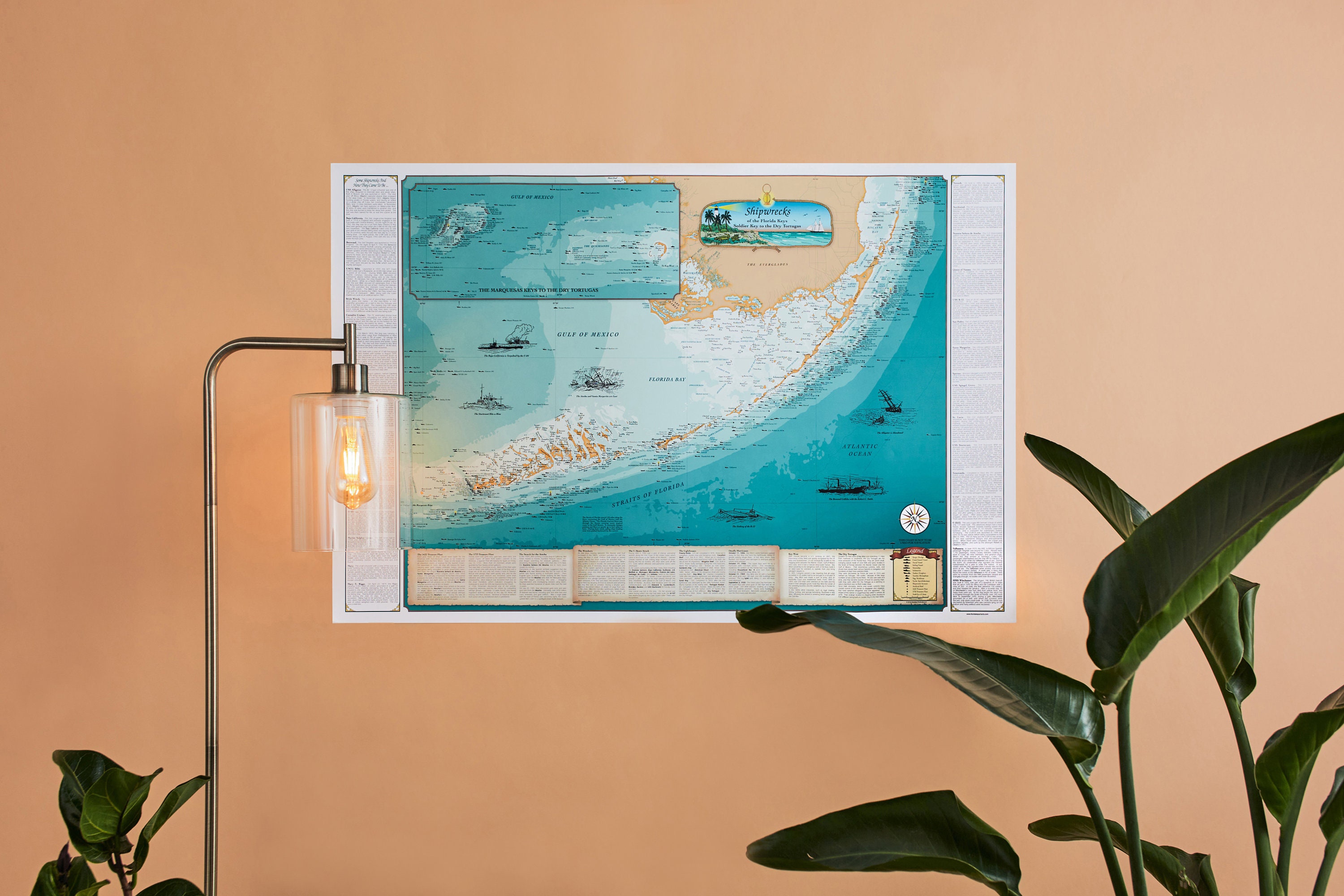 Florida Keys Shipwreck Map: Soldier Key to the Dry Tortugas - Etsy