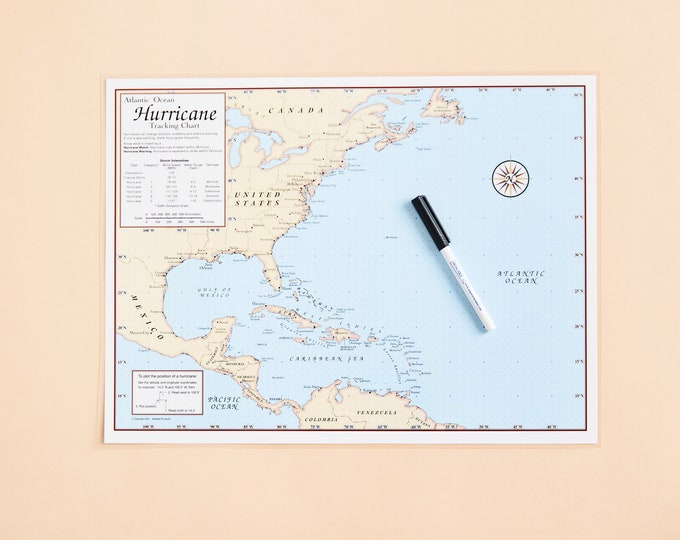 Hurricane Tracking Map - Etsy
