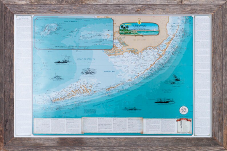 Florida Keys Shipwreck Map: Soldier Key to the Dry Tortugas | Etsy