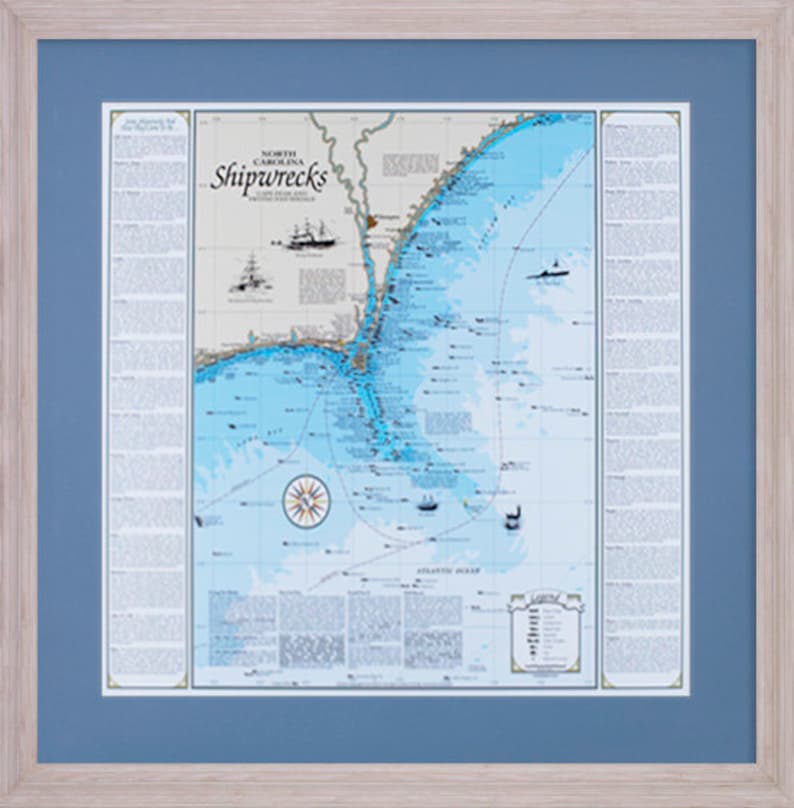 North Carolina Cape Fear Shipwreck Map - Etsy