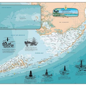 Florida Keys Lighthouses Map - Etsy