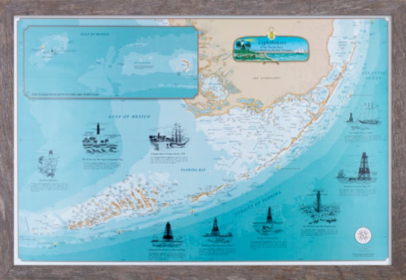 Florida Keys Lighthouses Map - Etsy