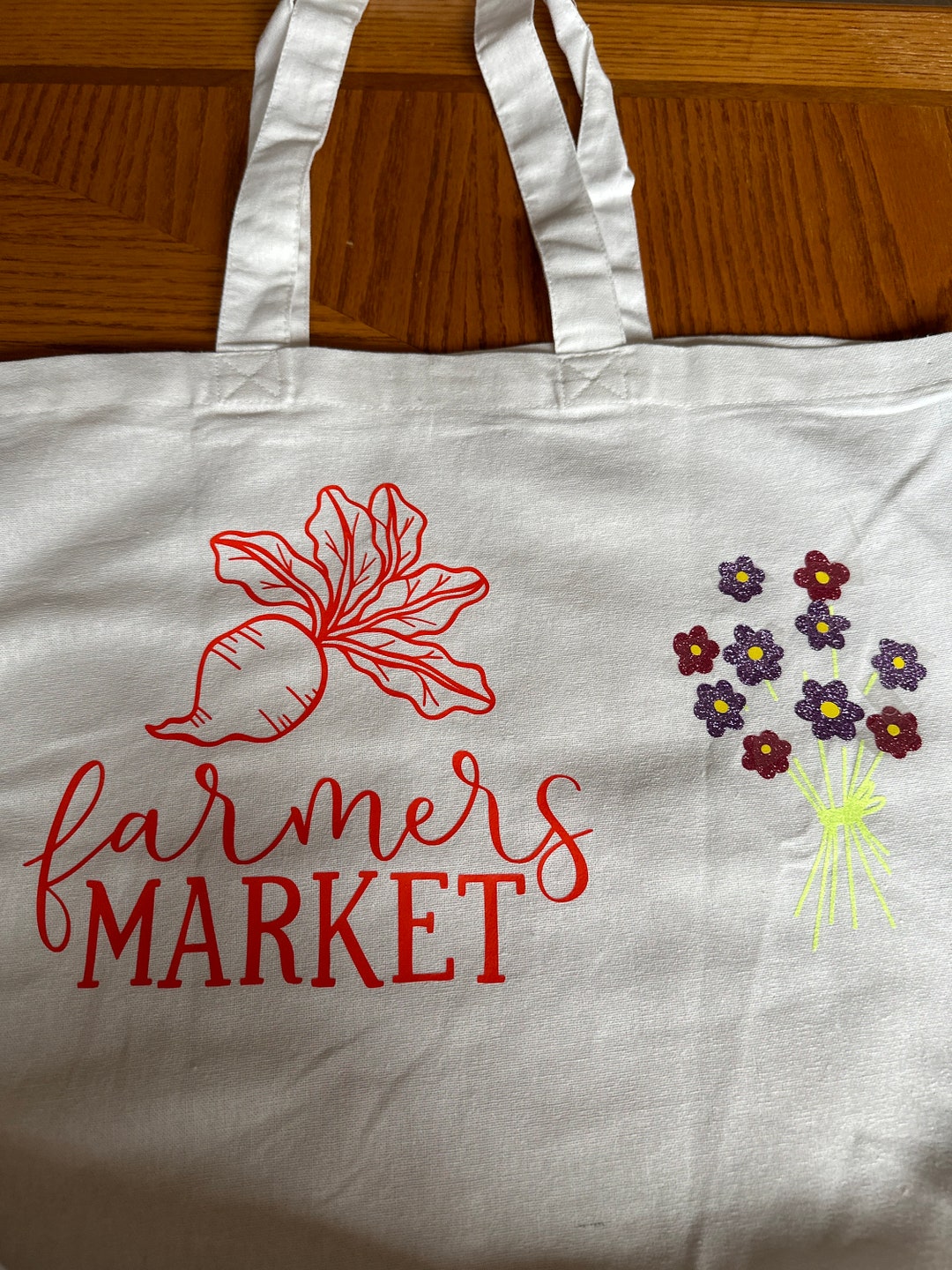 Farmers Market Tote Bag: Produce & Flower Design - Etsy