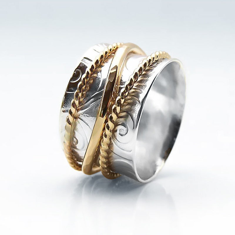 Silver and Gold Ring - Etsy