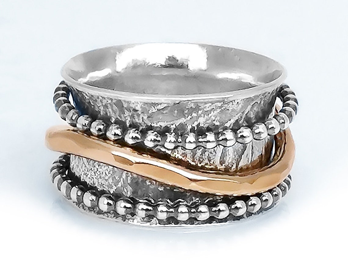 Spinner Ring, 14K Gold Ring, Wedding Ring, Meditation Ring, Stacking ...