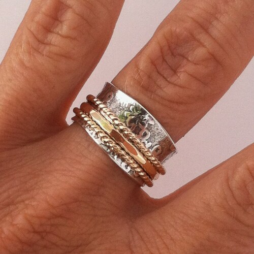 Spinner Rings for Women Sterling Silver and Gold Spinner Ring - Etsy