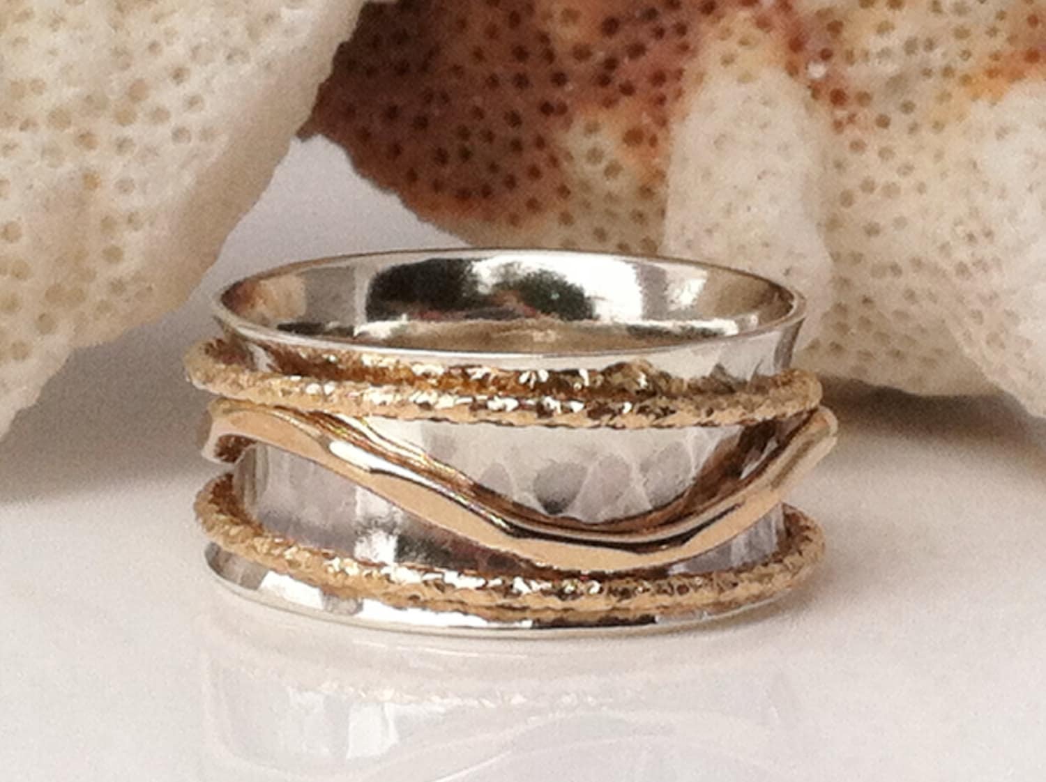 Spinner Ring Solid Gold Ring Silver Ring Girlfriend Ring | Etsy