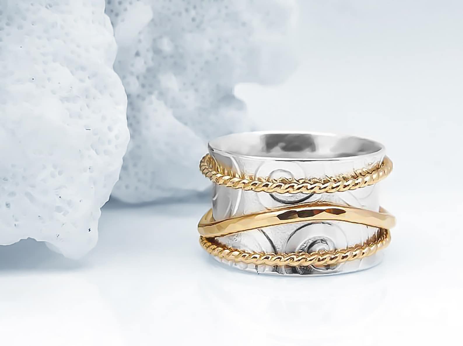 Spinner Rings for Women Sterling Silver and Gold Spinner Ring - Etsy