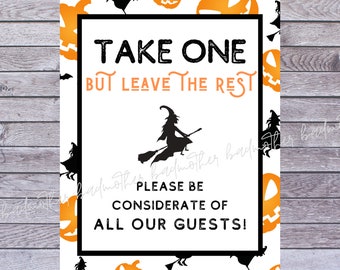 Printable Sign for Halloween Candy Bowl for Trick-or-Treaters | Etsy