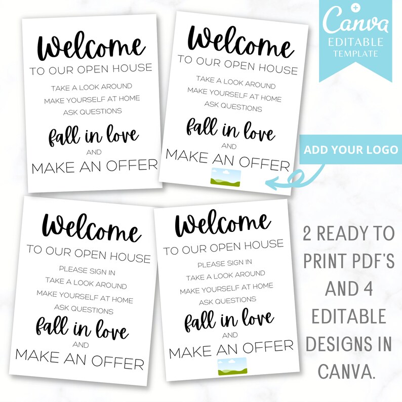 Simple Printable Open House Real Estate Sign CANVA Template - Etsy