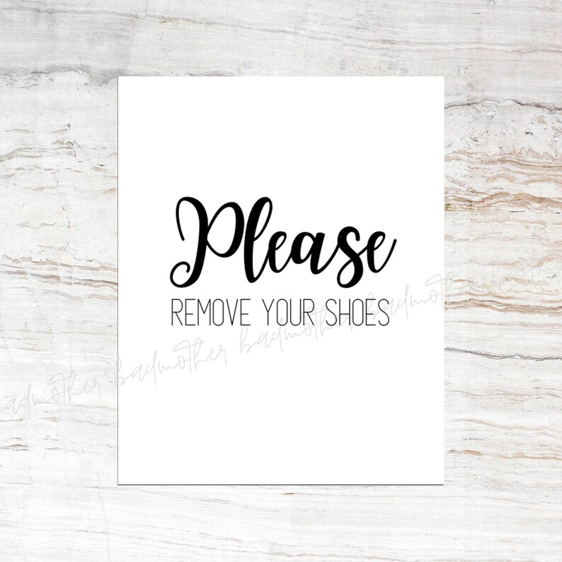 Simple Printable Please Remove Your Shoes Sign Download Real | Etsy