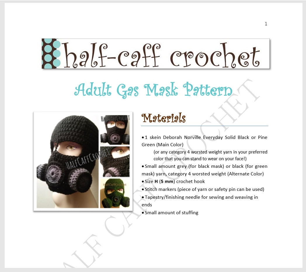Gas Mask PATTERN - Etsy
