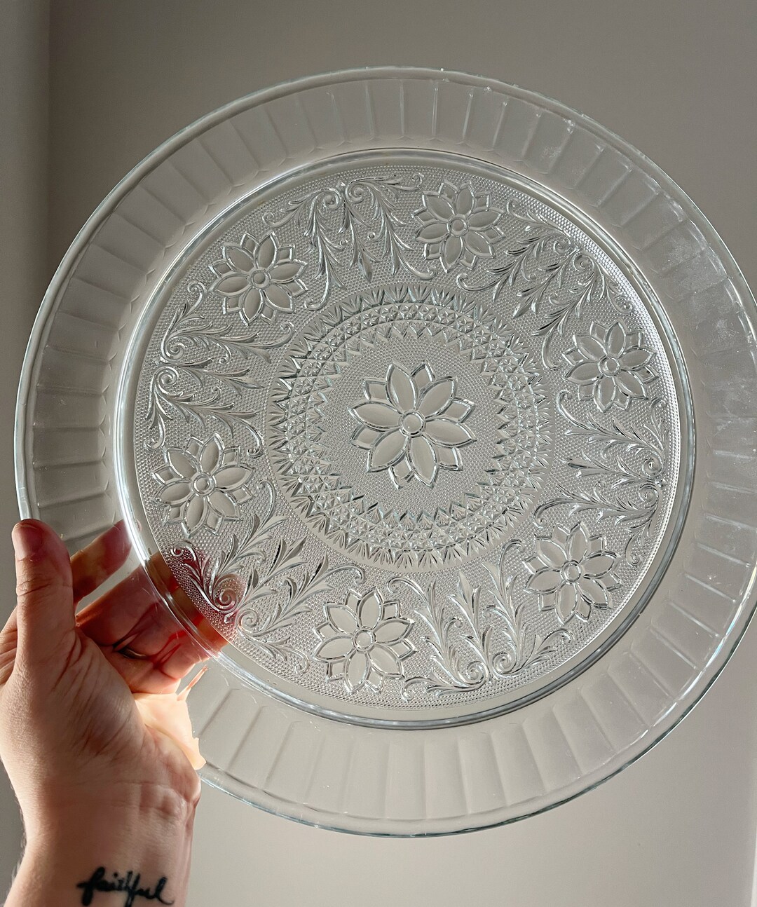 Vintage Depression Glass Serving Tray or Cake Stand - Etsy