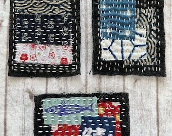 Boro Sashiko Patches Japanese Fabric Collage Patches Mending Stitches ...