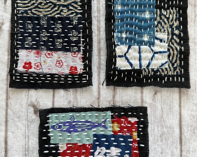 Boro Sashiko Patches Japanese Fabric Collage Patches Mending Stitches ...