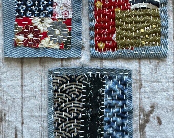 Boro Sashiko Patches Japanese Fabric Collage Patches Mending Stitches ...