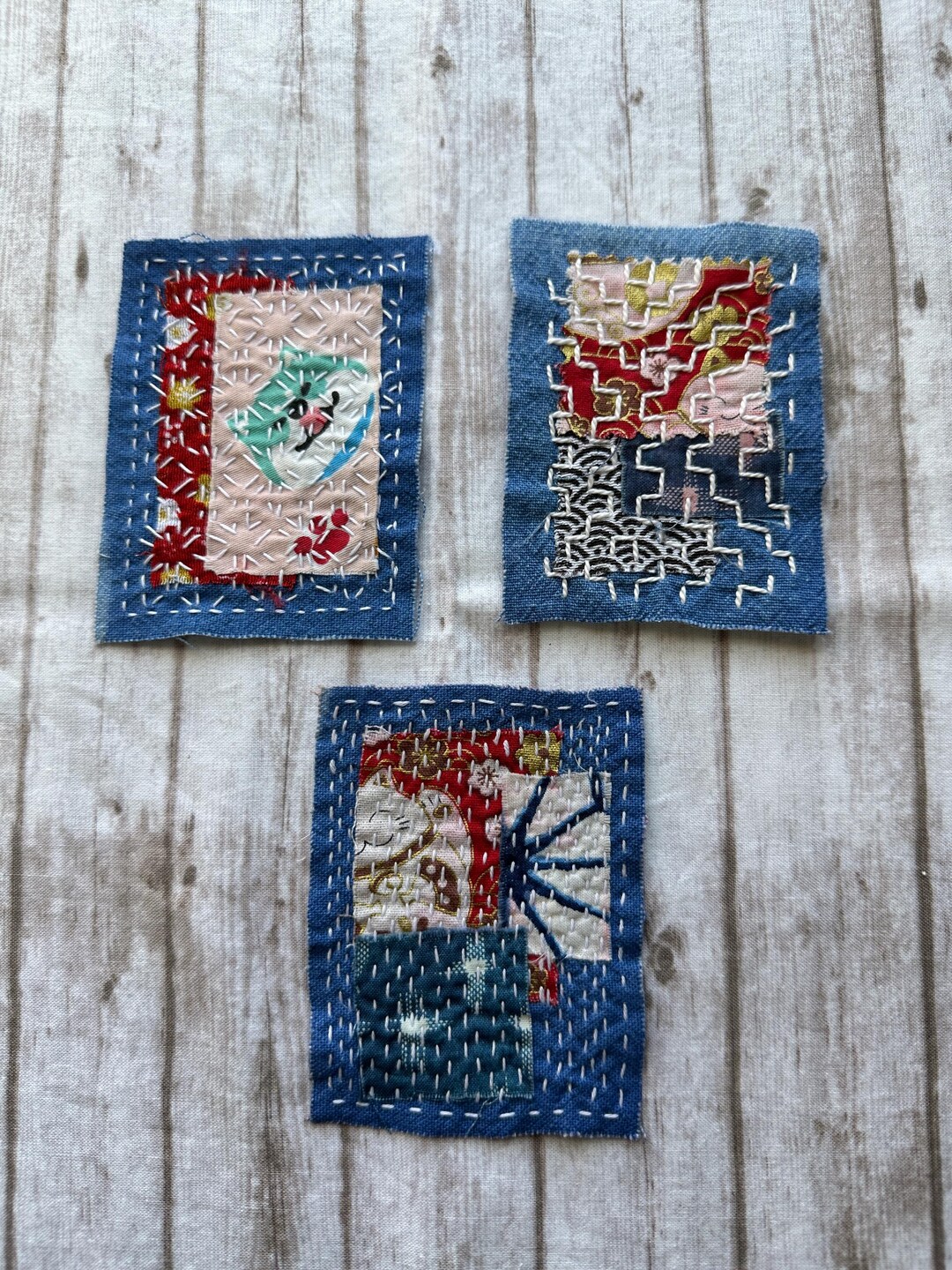Boro Sashiko Patches: Japanese Fabric Collage Mending Stitches - Etsy