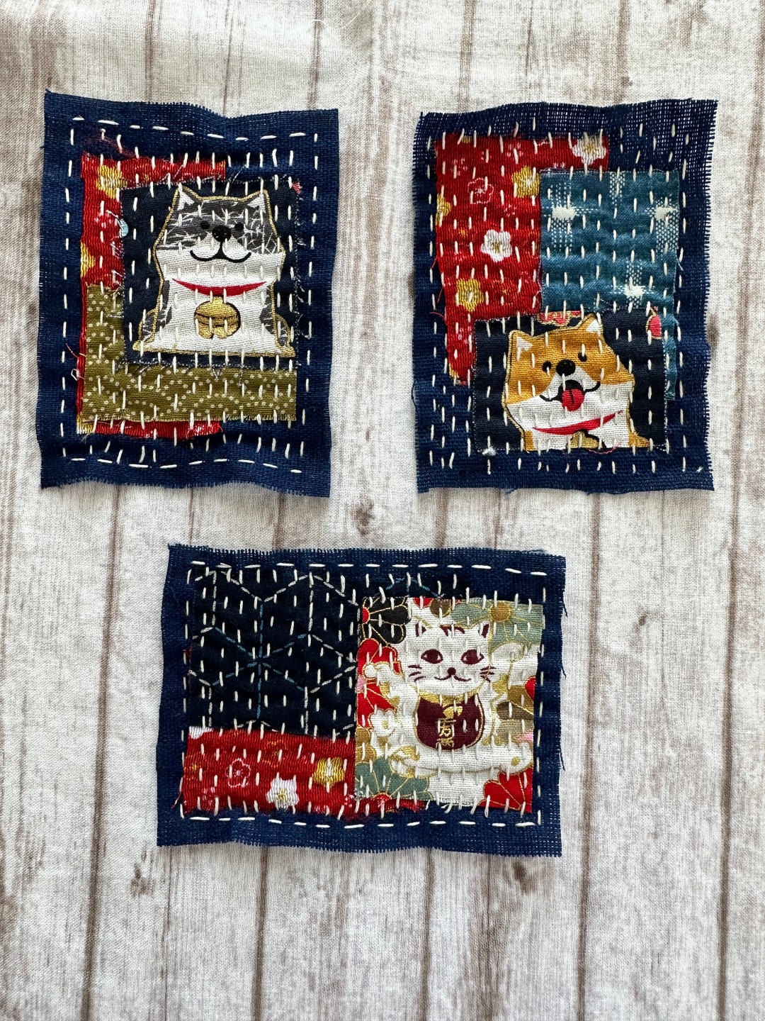 Boro Sashiko Patches Japanese Fabric Collage Patches Mending Stitches ...