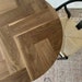 Round Natural Walnut Herringbone Dining Table, Solid Tapered Wood Legs ...