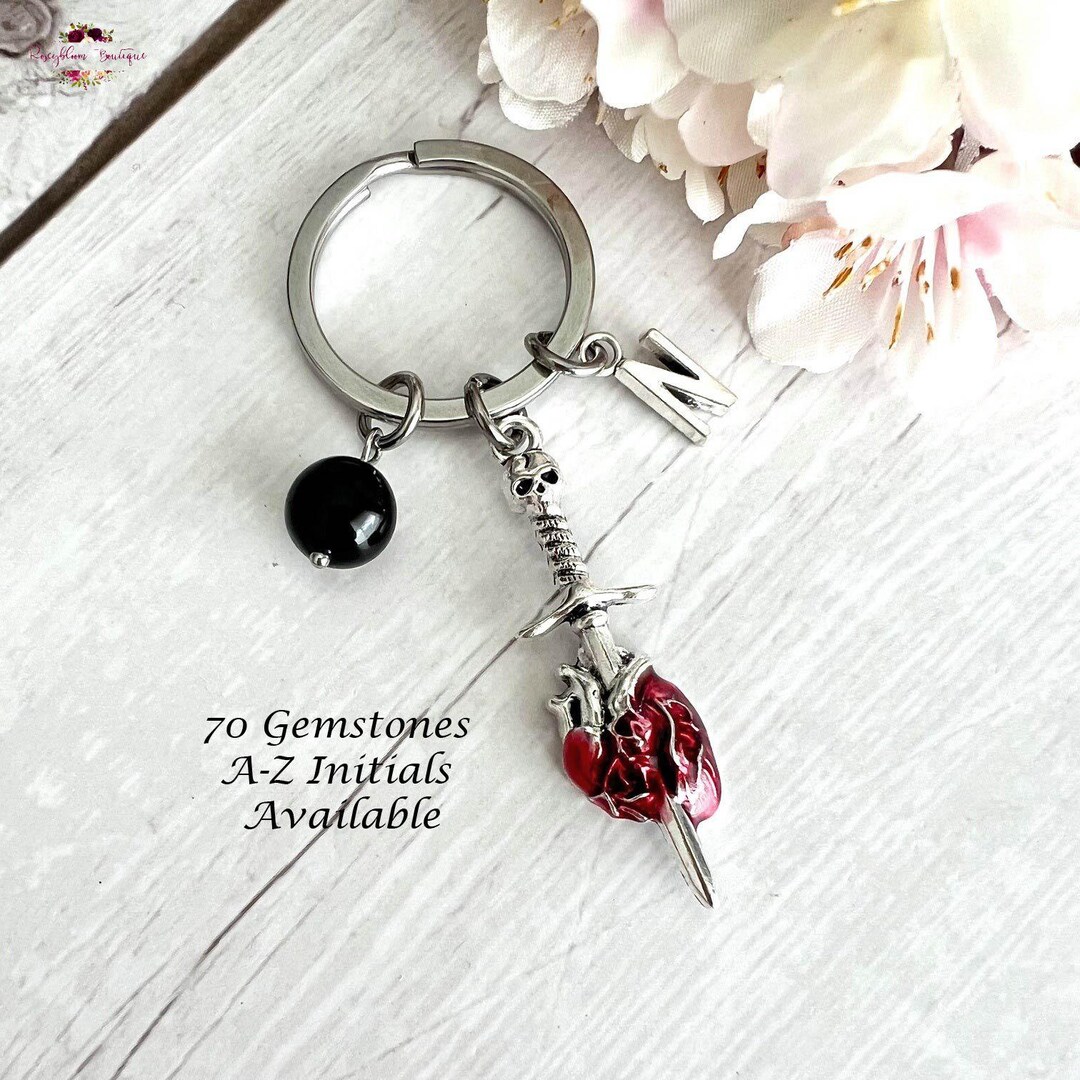Skull Sword Heart Gemstone Key Ring-crystal Keychain-sword Keychain ...