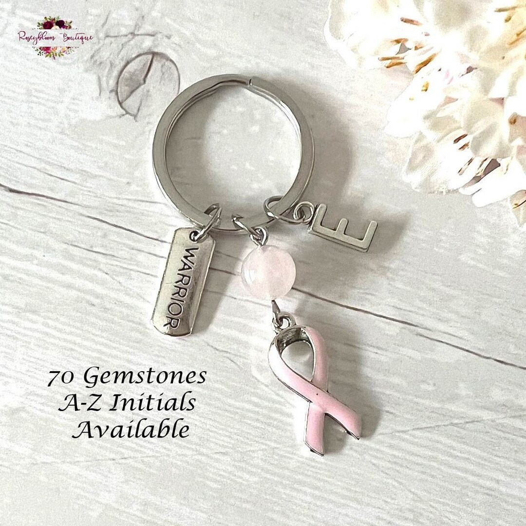 BREAST CANCER AWARENESS Gemstone Key Ring-crystal Keychain-crystal Key ...