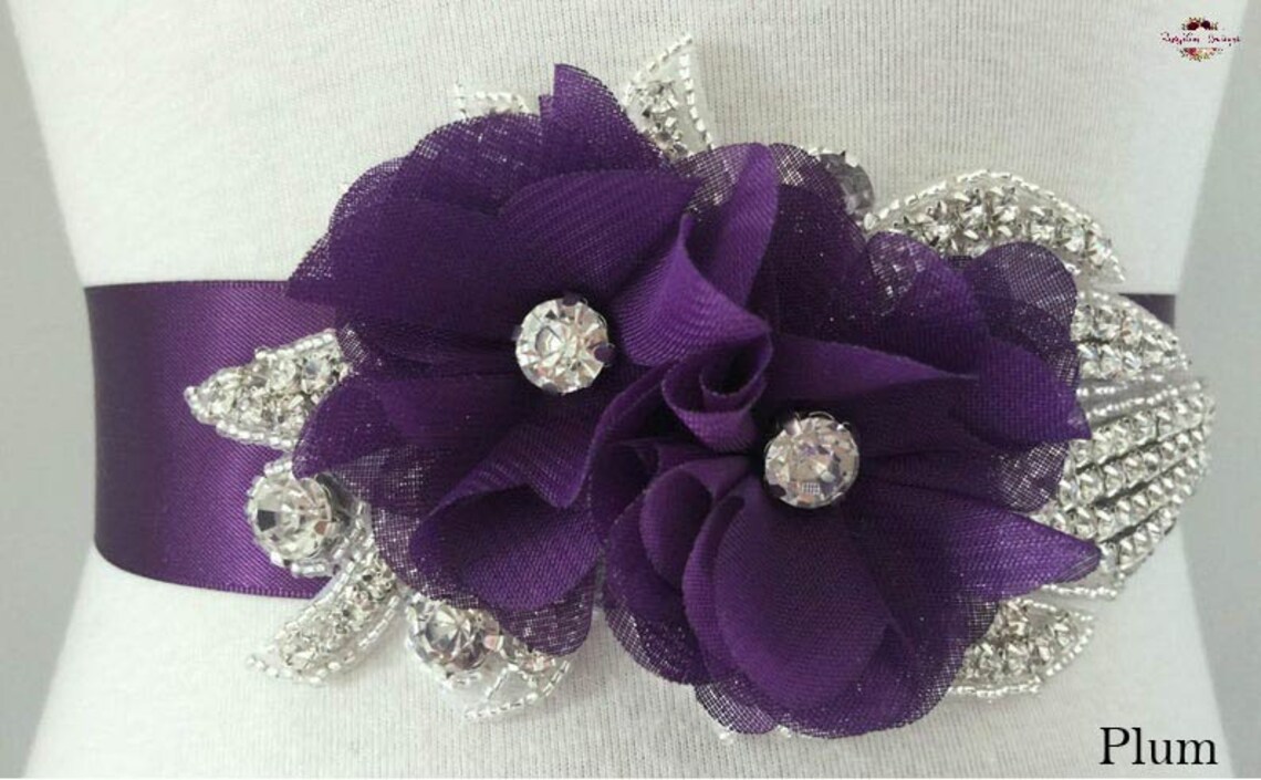 Purple Bridal Sash-purple Flower Sash-plum Sash-wedding | Etsy