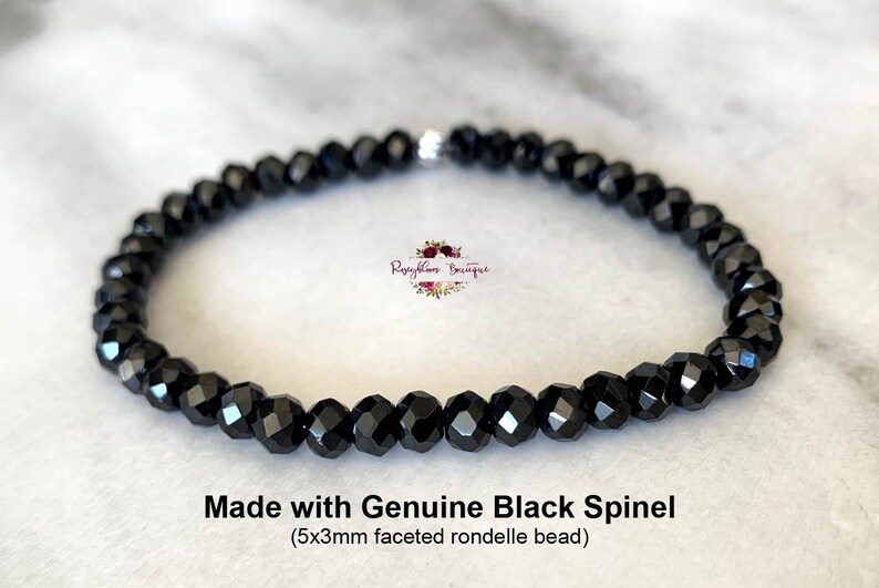 BLACK SPINEL Bracelet-5mm Genuine Natural Black Spinel-gemstone ...