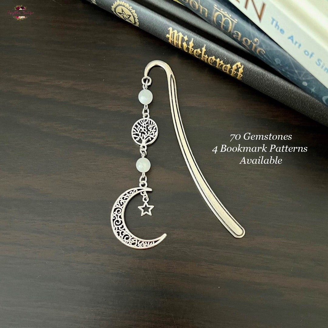 CRESCENT MOON, STAR & Tree of Life Gemstone Bookmark-crystal Bookmark ...