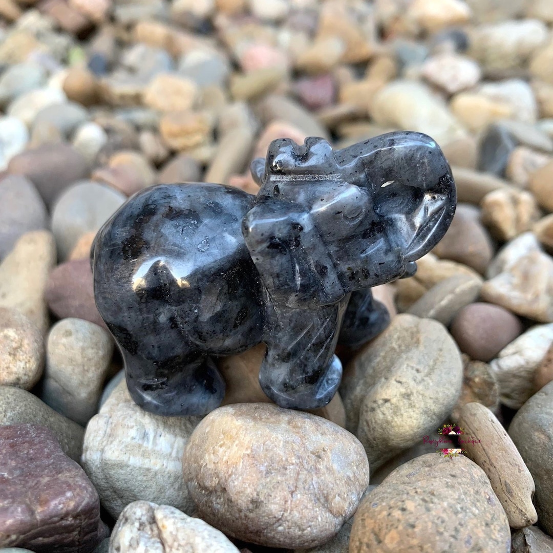 LARVIKITE Elephant-50mm Small Natural Larvikite Elephant-crystal ...