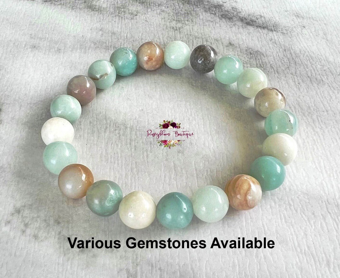 FLOWER AMAZONITE Bracelet-8mm Genuine Flower Amazonite Gemstone-crystal ...