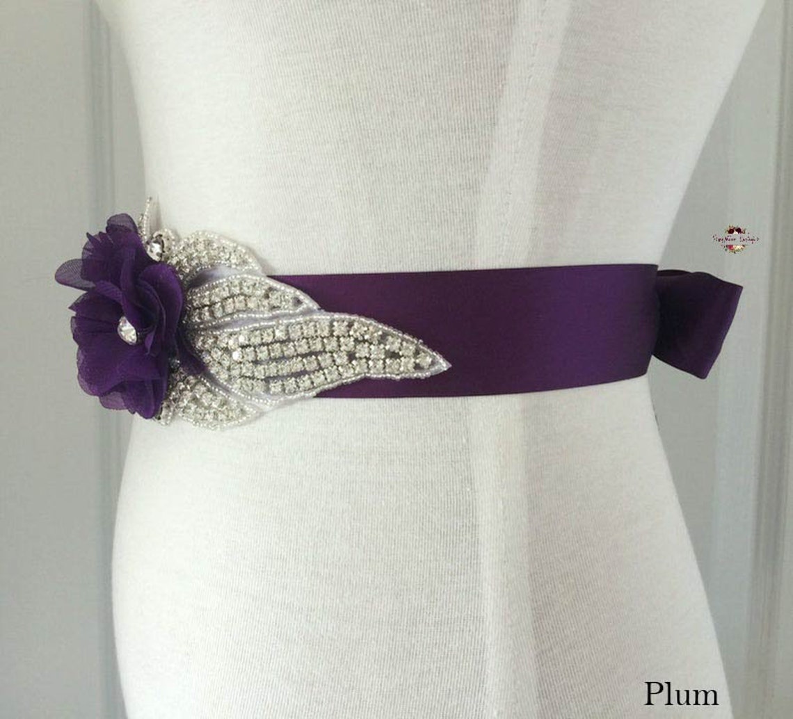 Purple Bridal Sash-purple Flower Sash-plum Sash-wedding | Etsy