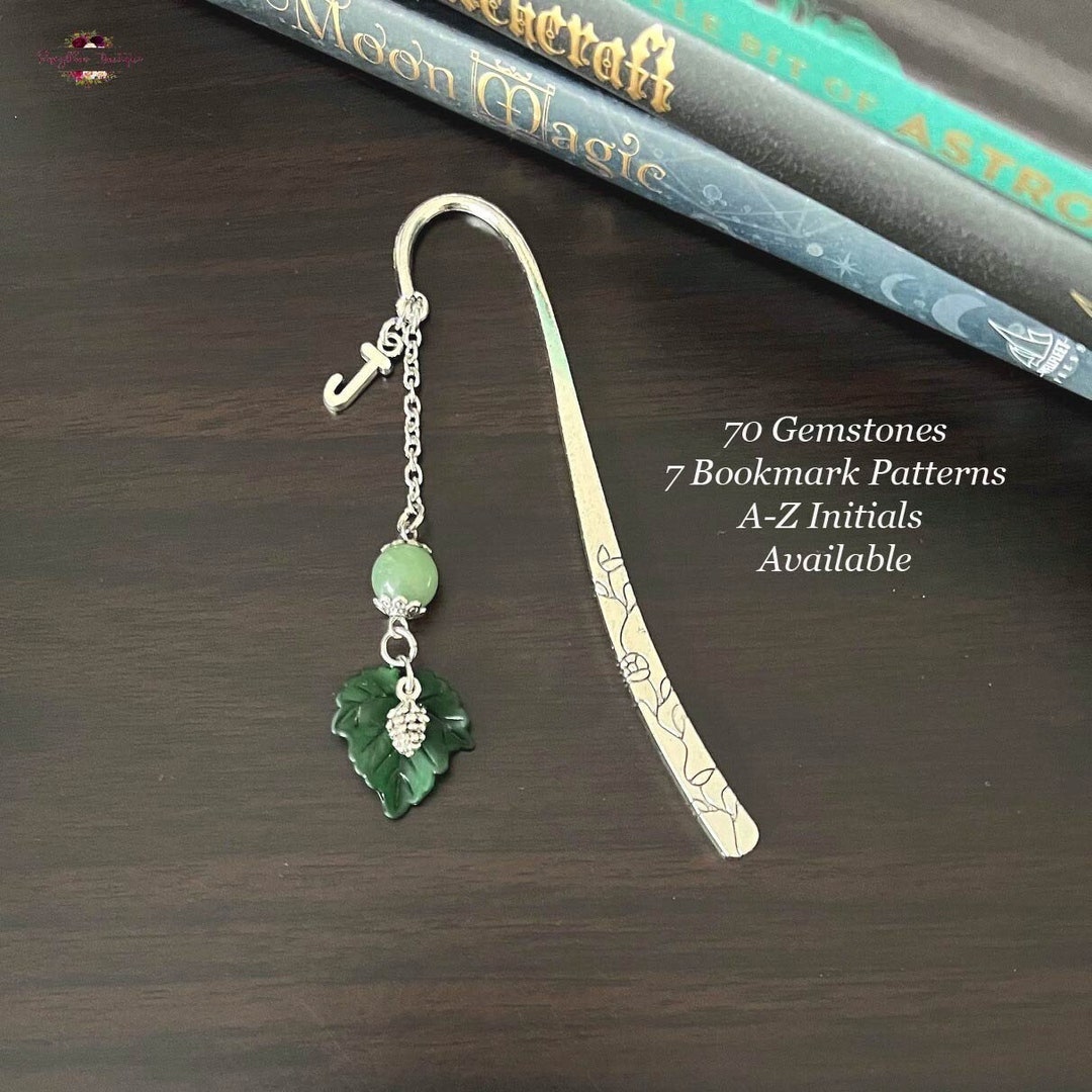LEAF & PINE CONE Gemstone Bookmark-leaf Bookmark-crystal Bookmark ...