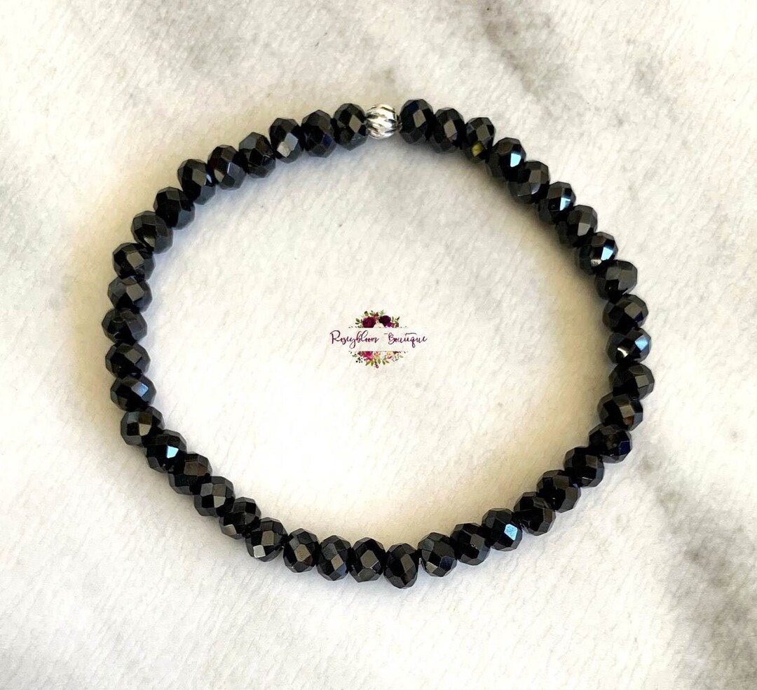 BLACK SPINEL Bracelet-5mm Genuine Natural Black Spinel-gemstone ...