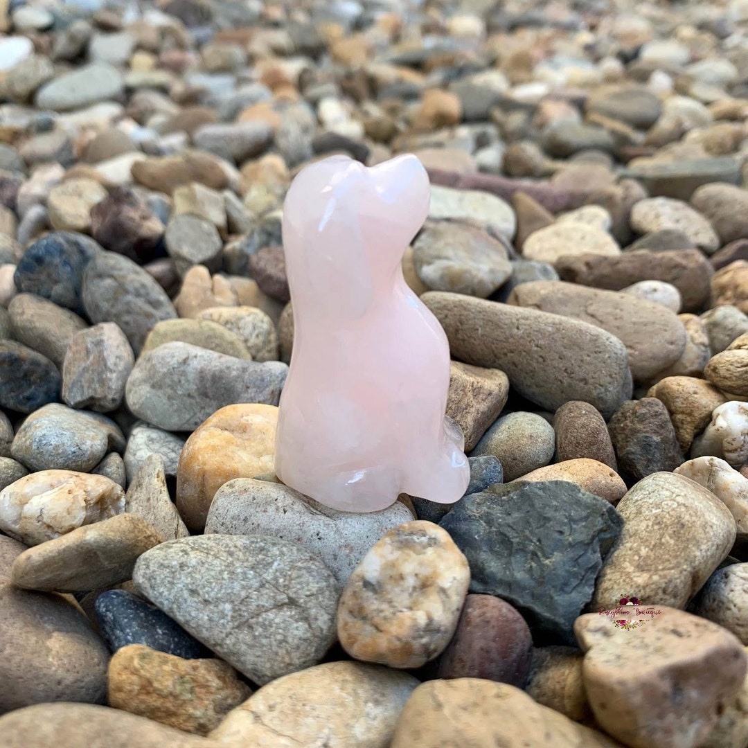 ROSE QUARTZ Dog-50mm Small Natural Rose Quartz Dog-crystal Dog-dog ...