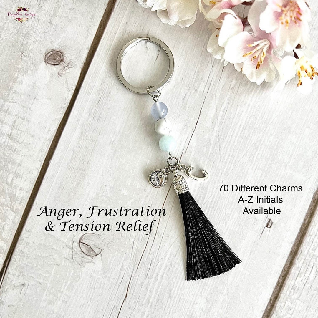 ANGER, FRUSTRATION & TENSION Relief Intention Gemstone Key Ring-crystal ...