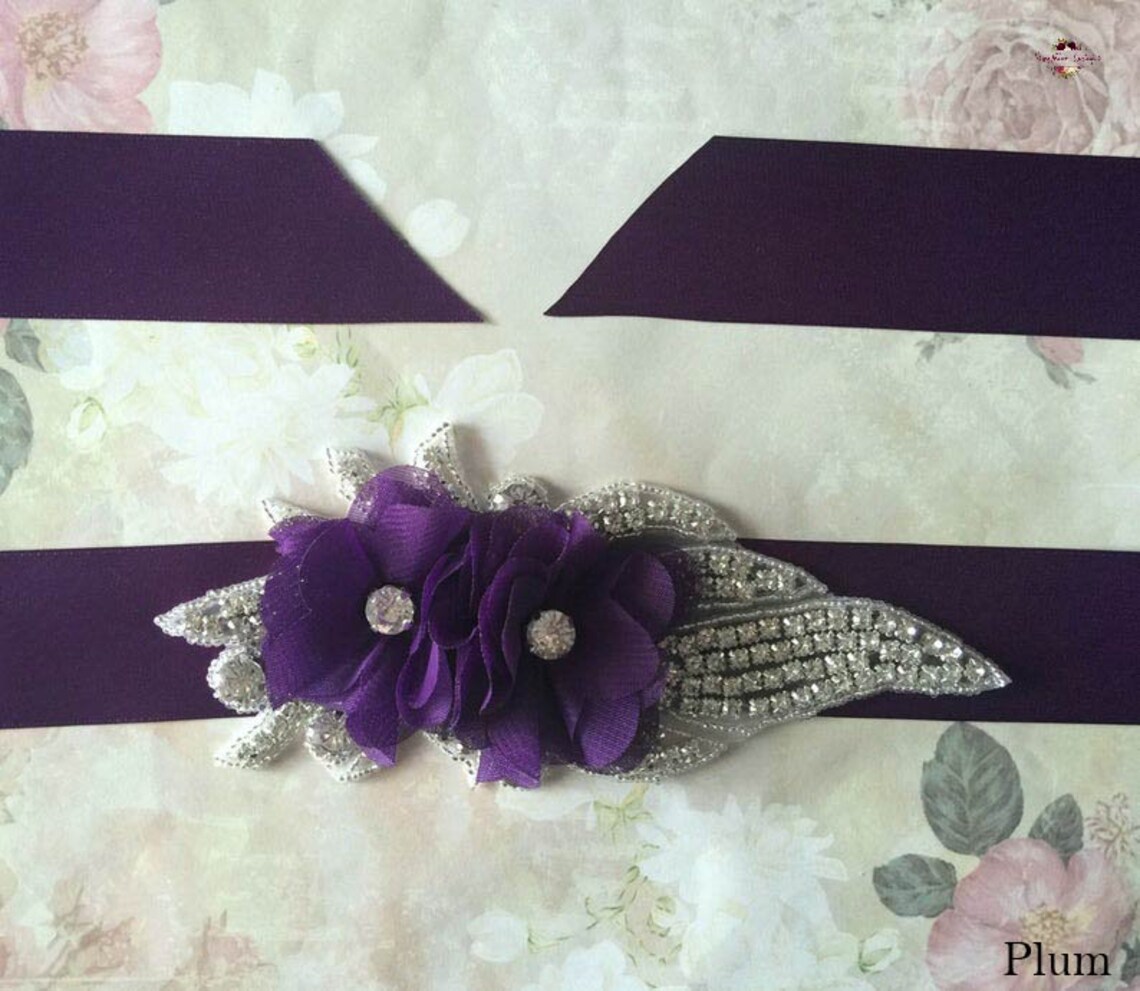 Purple Bridal Sash-purple Flower Sash-plum Sash-wedding | Etsy