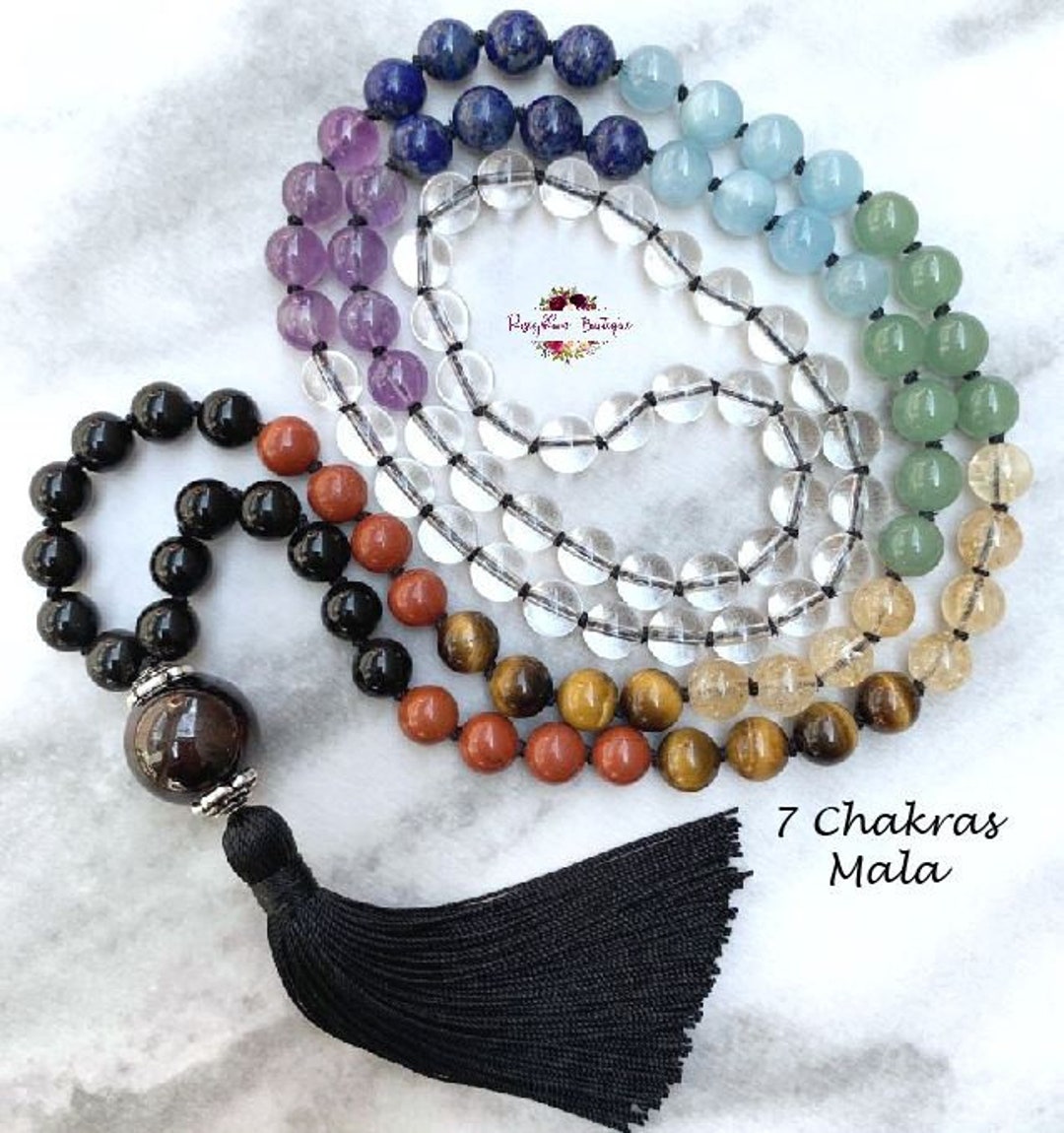 7 CHAKRAS Mala-balancing Mala-108 Bead Mala-gemstone Mala-beaded Mala ...