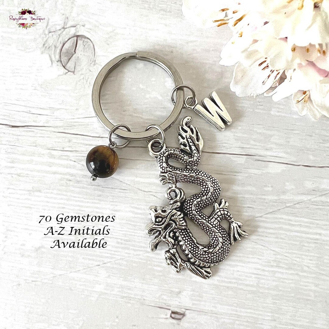 CHINESE DRAGON Gemstone Key Ring-crystal Keychain-crystal Key Ring ...