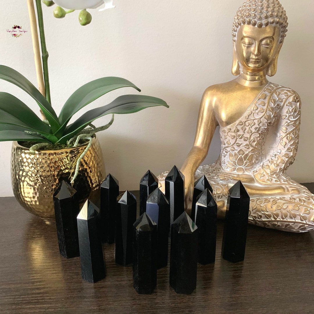 BLACK OBSIDIAN Generator-8-9cm Small Natural Black Obsidian Generator ...