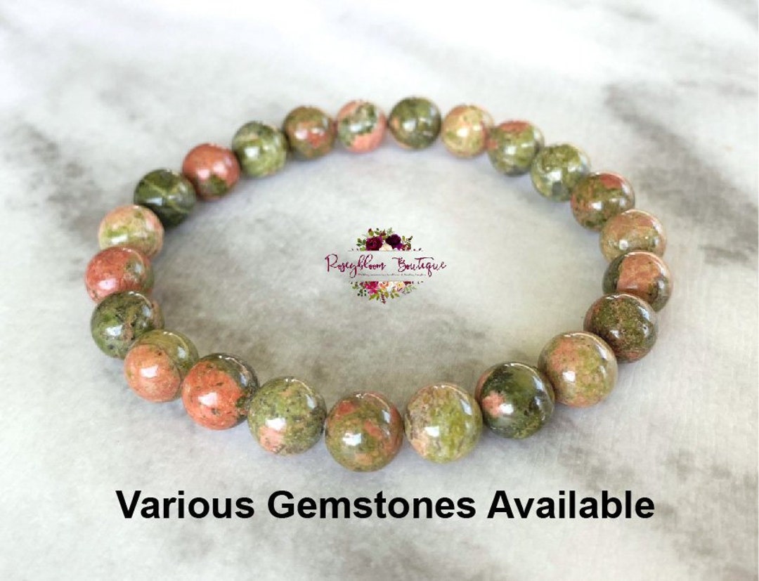 UNAKITE Bracelet-8mm Genuine Unakite-natural Unakite-unakite Bead ...
