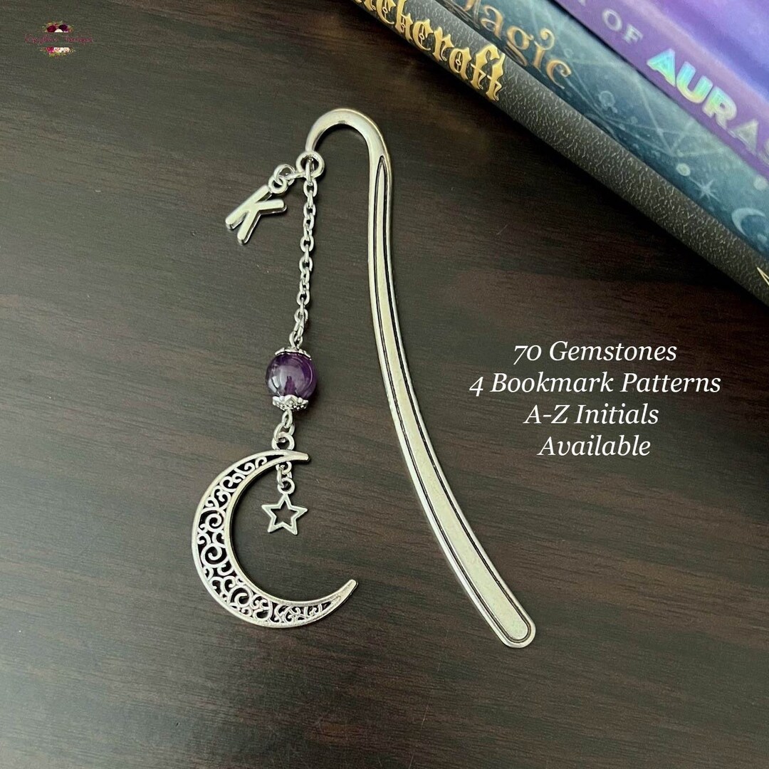 CRESCENT MOON & STAR Gemstone Bookmark-crystal Bookmark-personalised ...