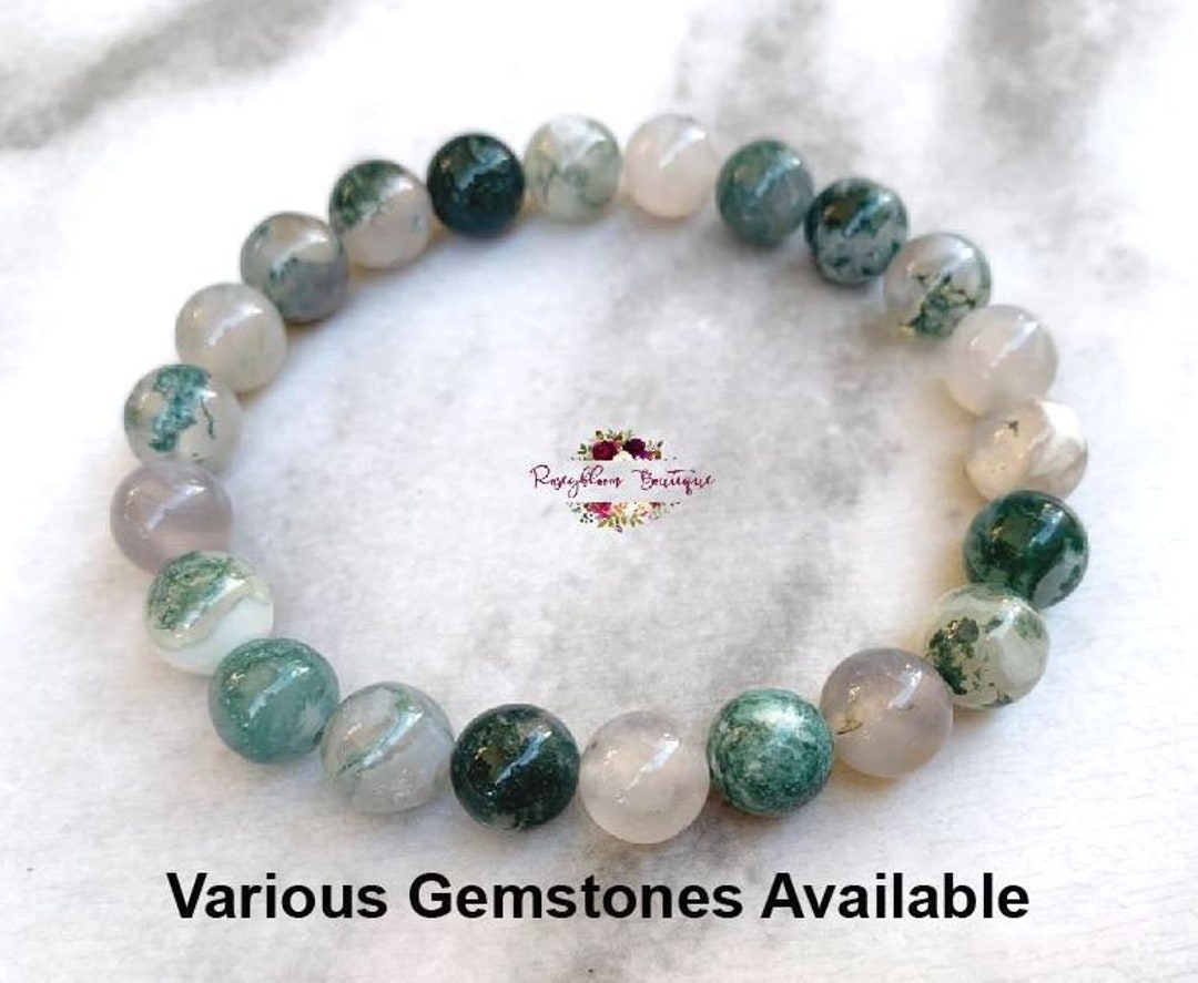 TREE AGATE Bracelet-8mm Genuine Tree Agate-agate Bracelet-green ...