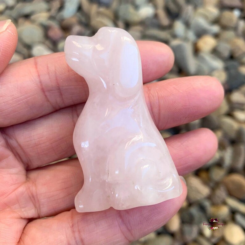 ROSE QUARTZ Dog-50mm Small Natural Rose Quartz Dog-crystal Dog-dog ...