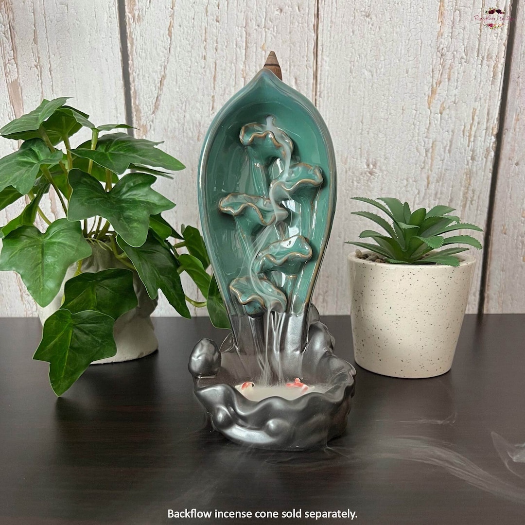 Backflow Incense Burner-ceramic Koi Fish Pond Backflow Incense Cone ...